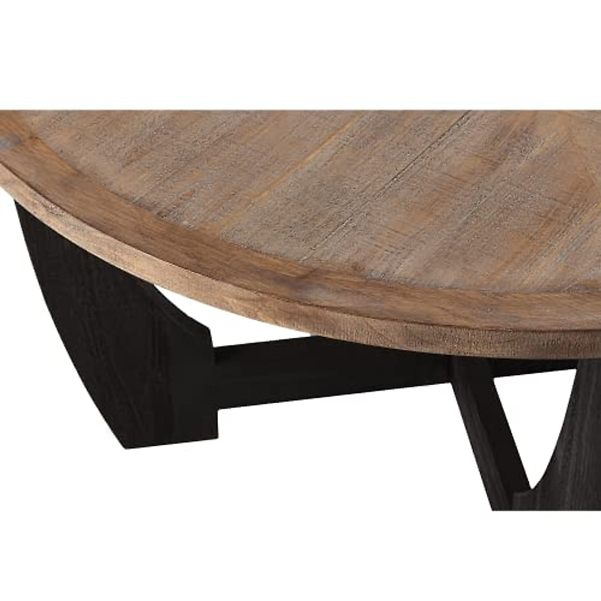 COZAYH Rustic Farmhouse Coffee Table with Crisscross Base, French Country Accent Table for Family, Dinning or Living Room, Modern, Round