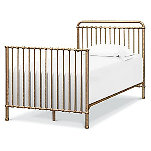 NAMESAKE Winston 4-in-1 Convertible Mini Metal Crib in Vintage Gold, Greenguard Gold Certified