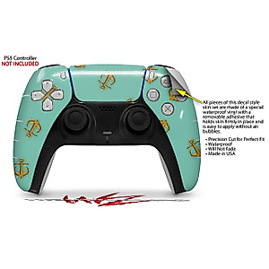 WraptorSkinz Skin Wrap compatible with Sony PS5 DualSense Controller Anchors Away Seafoam Green (CONTROLLER NOT INCLUDED)