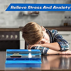 Honsheng Unsinkable Titanic Simulator Toy Wavey Boat in a Box Liquid Wave Cruise Fluid Ship Decoration Ornament for Car Decoration Paperweight Desk Toy Gifts,Recommended Age Range for use: 3+