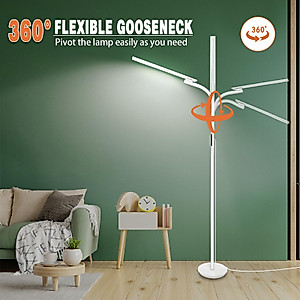 Fistone LED Floor Lamp, Floor Lamps with Stepless Adjustable 3000K-6000K Colors & Brightness, Remote & Touch Control Reading Floor Lamps, Adjustable Gooseneck Standing Floor Lamp for Bedroom Office
