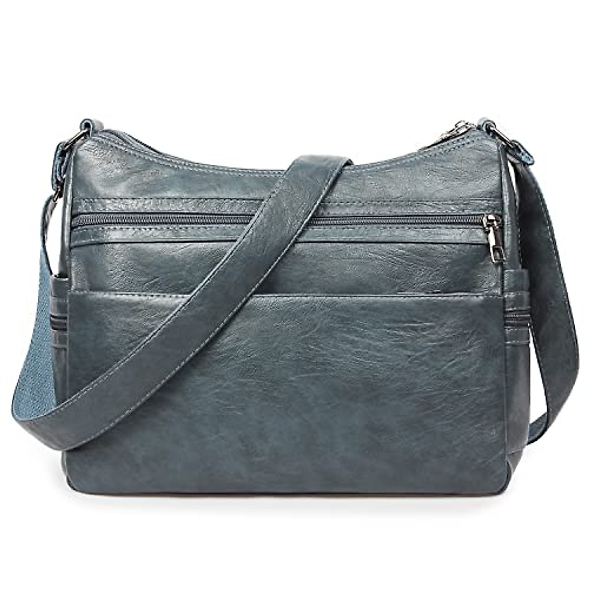 Women Multi Pockets Shoulder Bag Soft PU Leather Purse and Handbag Fashion Roomy Crossbody Bag Ladies Satchel Tote