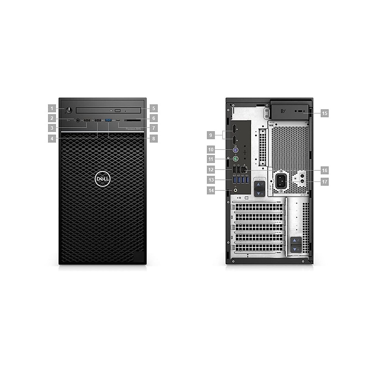 Dell Precision T3640 Workstation Desktop (2018) | Core i3-256GB SSD - 16GB RAM - RTX 2070 | 4 Cores @ 4.3 GHz - 8GB GDDR6 No OS (Renewed)