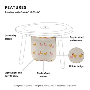 Stokke MuTable Cotton Bag, Chicks - Toy Storage Bag for Small to Medium-Sized Toys - Made of Soft Cotton - Lightweight, Easy to Carry