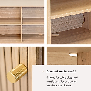 WERMO 55'' Sideboard Storage Cabinet with Doors and Shelves - Wood Credenza for Living Room, Bedroom, Entryway and Home Office Cabinet. Kitchen Buffet, Modern Media Console Table with Storage (Oak)