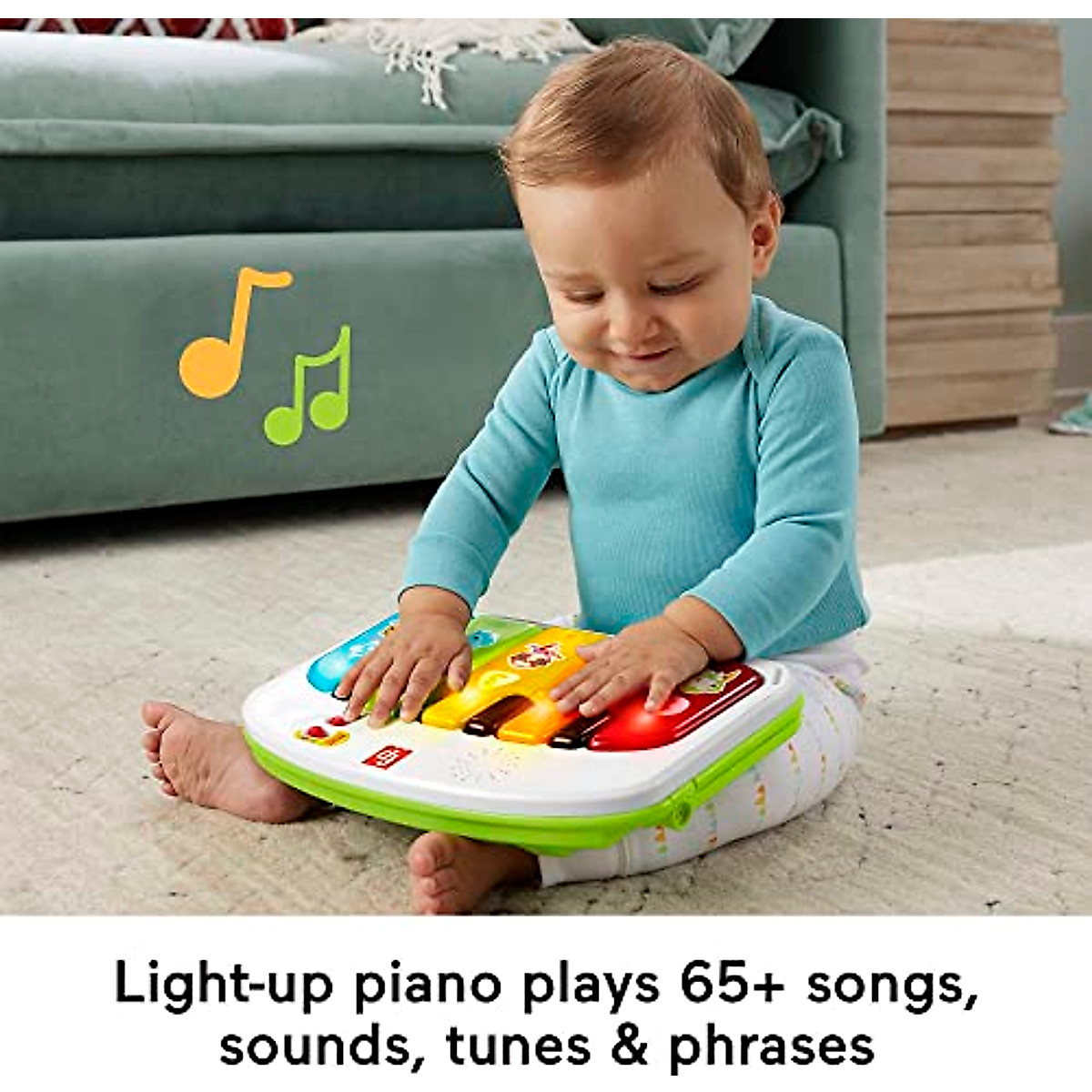 Fisher-Price Portable Baby Chair, Deluxe Sit-Me-Up Seat with Kick & Play Piano Learning-Toy and Snack Tray for Babies and Toddlers