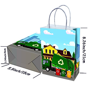 16 Pieces Garbage Truck Goodie Bags,Trash Truck Gift Snacks Treat Candy Party Favors Bags for Waste Management Recycling Theme Party Decorations