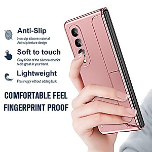 EAXER for Samsung Galaxy Z Fold 4 Case, Full Coverage Protection, Built in Screen Protector Pen Holder Stand Shockproof Rugged Case Cover (Pink)