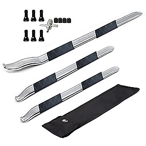 Dr.Roc 1 x 19.5 inch and 2 x 15.5 inch Mount and Demount Tire Irons with 6 x TR413 Valve Stems SetMotorcycle Dirt Bike Lawn Mower ATV UTV Tire Changing Tools with Durable Bag Curved Irons Tire Levers