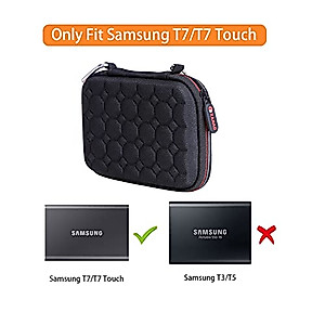 XANAD Protective Case for Samsung T7/ T7 Touch Portable SSD 1TB 2TB 500GB USB 3.2 External Solid State Drive(Outer Black Inner Blue)