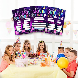 FujLoy Movie Birthday Invitations, Birthday Party Invitations, Movie Night Invitation, Backyard Movie Night Invitation.（044）