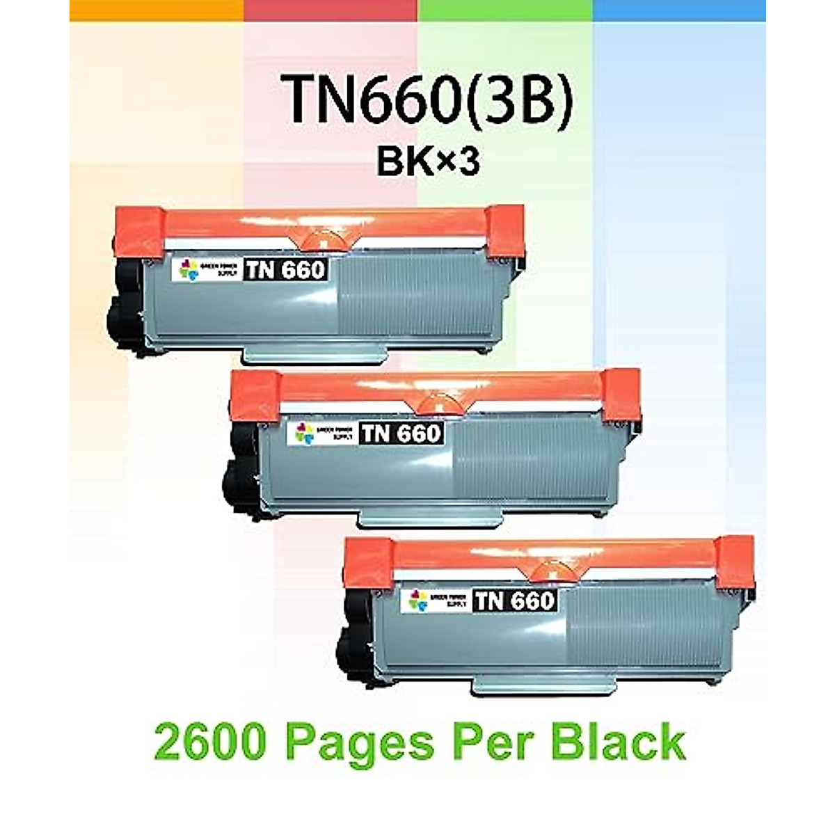 Green Toner Supply (Pack of 3) Replacement for Brother TN660 Toner Cartridge TN630 (TN 630 660) Work for HL-L2300D HL-L2305W HL-L2320D HL-L2340DW HL-L2360DW HL-L2380DW MFC-L2700DW Printer