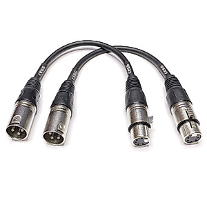 CESS-007 XLR3M to XLR5F DMX512 Adaptor Cable - 3-Pin Male XLR to 5-Pin Female XLR DMX Turnaround - 2 Pack