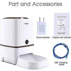 Iseebiz Automatic Pet Feeder with Camera, 6L App Control Smart Feeder Cat Dog Food Dispenser, 2-Way Audio, Voice Remind, Video Record, 6 Meals a Day for Medium Large Cats Dogs, Compatible with Alexa