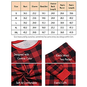 Ekouaer Womens Pajamas Sets Long Sleeve Tops with Jogger Pants Soft Pjs Lounge Set Outfits with Pockets Red Big Plaid S