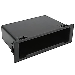 Akozon Car Radio Stereo Storage Box, Single Din Dashboard Organizer Pocket Dash Black ABS