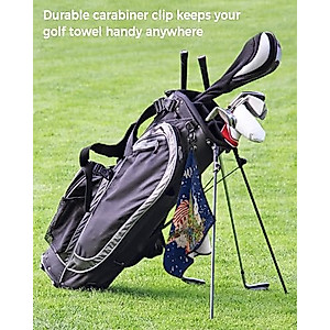 Golf Towel Christmas Tree Xmas Gnome Navy Blue,Waffle Pattern Microfiber Club Cleaner Golf Towels with Carabiner Clip for Women Men Dad,Dwarf Retro Linen Golf Towel for Golf Bags Accessories,24x16in