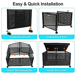 Yoleduo Toy Box Chest Storage Organizer with Lid Collapsible Metal Sturdy Toy Storage Bins with Wheels Storage Boxes Bins Baskets for Kids, Boys, Girls (1 piece, Black)