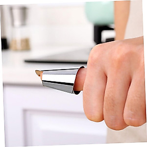 SEWOART 10pcs Finger Guard Kitchen Thumb Guards Tool Cut Resistant Finger Cots Cutting Protector Slicer Food Safety Holder Protector Dicing Machine Stainless Steel Potato