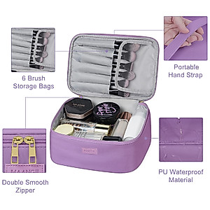 MAANGE Travel Makeup Bag - Large Makeup Bag with 2pcs Small Makeup Bag Portable Leather Cosmetic Bag Toiletry Bag Make Up Bags for Women and Girls (Purple)