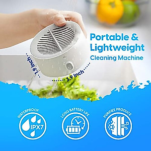AquaPure Fruit and Vegetable Washing Machine, Kitchen Gadget, Cleans Fresh Produce Purifier, Waterproof and Easy-to-Clean Fruit and Vegetable Cleaner, USB-Rechargeable Produce Purifier 3.94 x 1.97 in