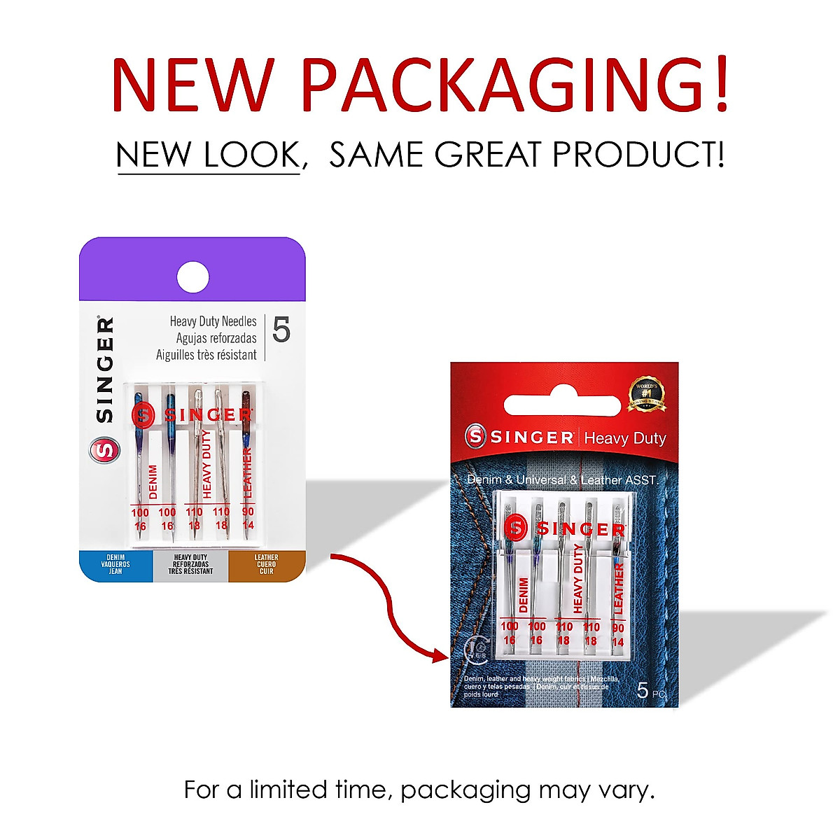 SINGER 04801 Universal Heavy Duty Sewing Machine Needles, 5-Count