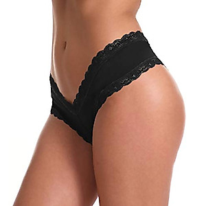 Sofishie Sexy V-Back Criss Cross Panties - Black - Medium