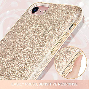 MILPROX Glitter case Compatible with iPhone SE 2022, iPhone 8 iPhone 7 4.7", Shiny Sparkle Bling, 3 Layer Hybrid Protective Soft Phone Case for iPhone SE 2022 3rd gen & iPhone 7/8- Gold