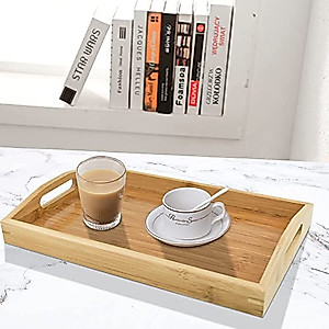 Enkrio Wood Serving Tray 3 Pack Food Tray with Handles Serving Tray Breakfast Tray Coffee Table Tray for Coffee Food Breakfast Dinner