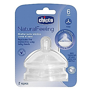 Chicco Tétine Silicone Natural Feeling Flux Repas Bout Allongé x 2 6 Mois+