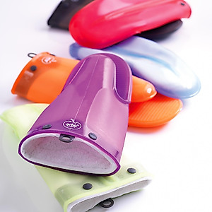 OrkaPlus A82301 Silicone Oven Mitt with Cotton Lining, Black (charcoal)