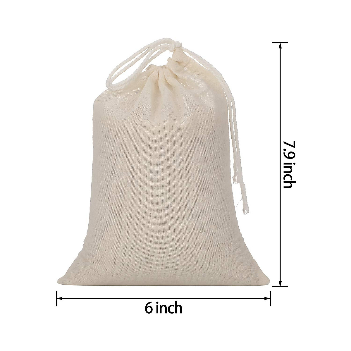 Tatuo 50 Pcs 6 x 8 Inches Muslin Bags Cotton Drawstring Bags Canvas Linen Bag Sachet Bag Reusable Empty Gift Pouch for Party Home Supplies