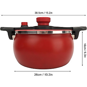 7L Pressure Cooking Pot Anti Stick Heat Resistant Pressure Cooker Binaural Clip Quick Cooking Pot with Visual Pot Lid for Induction, Gas Stove, Electric Stove (Red)