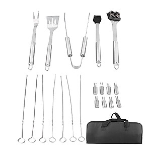 BBQ Grill Tools Set, 20pcs Grill Set Professional Tongs Fine Crafted for Outdoor for Travel