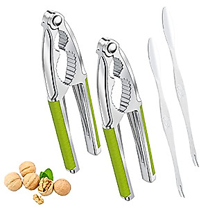 4 Pcs Walnut Cracker Tools, Windspeed Nut Crackers Three Opening Clips Nut Shell Openers Tools for Seafood Cracker, Lobster Crab Non-Slip Handle Shell Cracker with 2 Pcs Picks