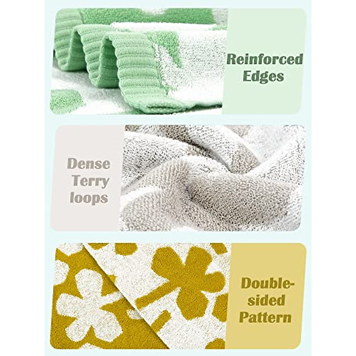 Hand Towel Fingertip Towels Set 12 x 21 Inches, 100% Cotton Small Hand Towels for Bathroom Kitchen Spa 3 Colors 6 Pack, Four Leaf Clover