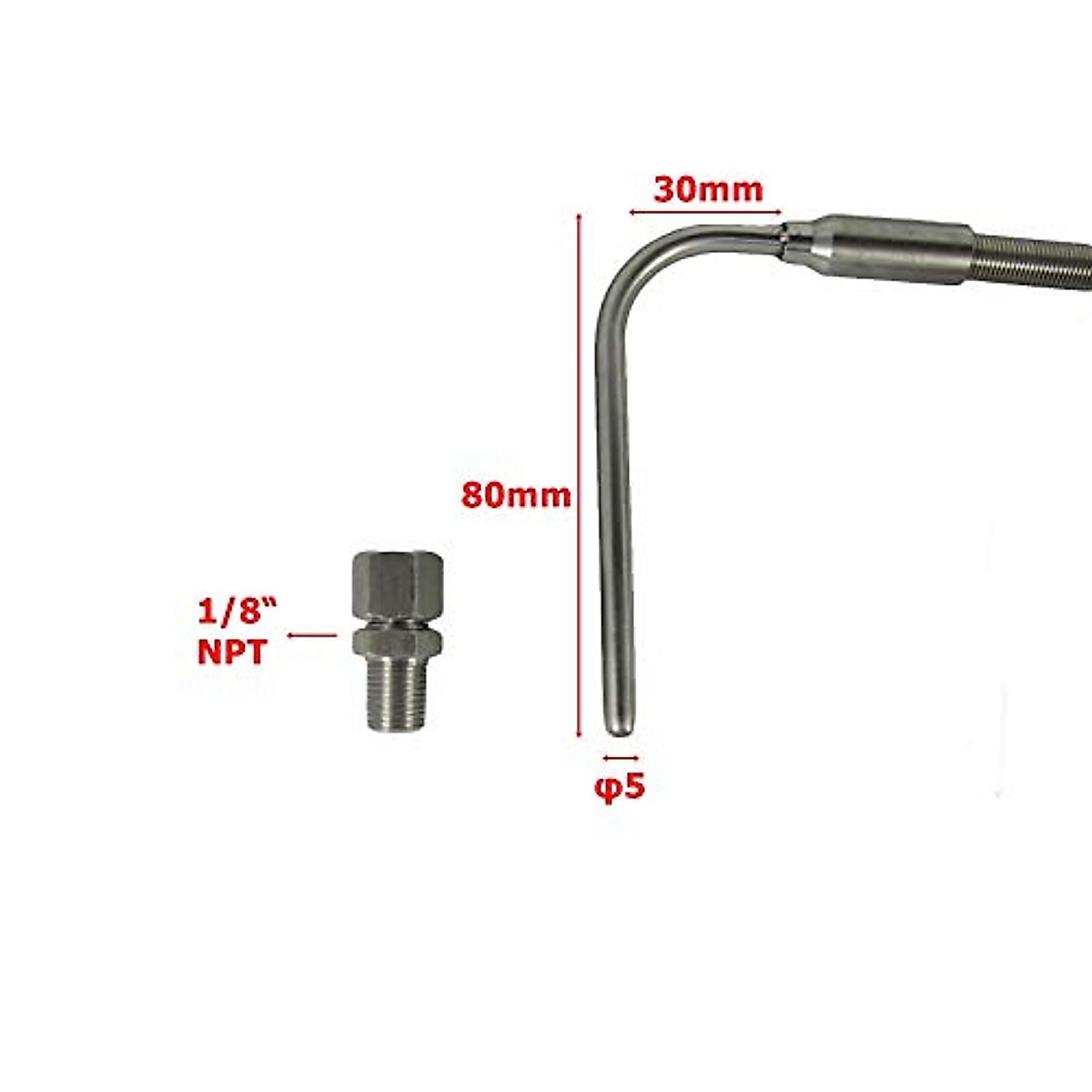 DTC EGT Sensors and Gauge (Red LED) for Exhaust Temperature Sensors with Weld Bund Combo Kit (Fahrenheit)