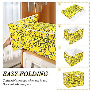 Sinestour Rubber Duck Custom Storage Bins with Lid Foldable Personalized Storage Basket Box with Handle Shelf Basket Closet Organizer for Bedroom Office Toy