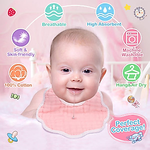 10PCS Muslin Baby Bibs for Girls Boys Unisex Adjustable Newborn Teething Drool Bibs for Baby Boy Girl Soft & Absorbent Infant Toddler Bibs 0-6 Months Baby Bandana Bibs for Boys Girls Baby Shower Gifts