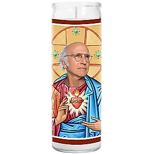 Larry Celebrity Prayer Candle - Funny Saint Candle - 8 inch Glass Prayer Votive - 100% Handmade in USA - Novelty Celebrity Gift