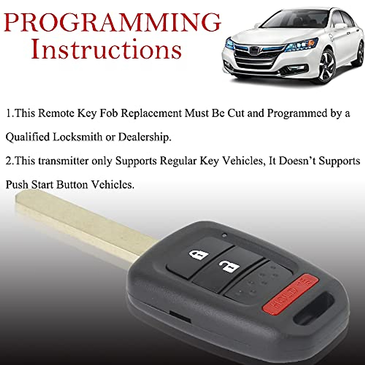 Key Fob Remote Replacement Fits for Honda Fit 2015 2016 2017 2018 2019 2020/Crosstour 2013-2015/CR-V 2014-2016 MLBHLIK6-1T Keyless Entry Remote Control 35118-TY4-A00(Pack of 1)