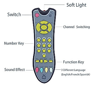 CCYYZZ Baby Remote Control Toy, Musical Toy with Light and Sounds, Learning for 12 Months+ Infants, Toddlers, Babies, Multi-Language Development from Number 0-9 in English, French, Spanish (63533)