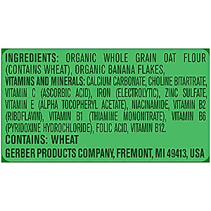 Gerber Baby Cereal Organic 2nd Foods, Grain & Grow, Oatmeal Banana, 8 Ounce (Pack of 6)