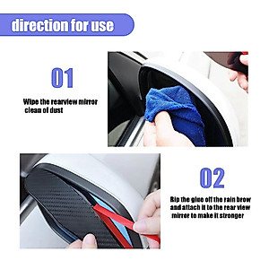 Jawmoy 2 PCS Car Rear Vision Mirror Rain Eyebrows, Thickened Carbon Fiber Rainboard, Rearview Mirror Visor Guard, Suitable for External Accessories for Most Cars (Black)