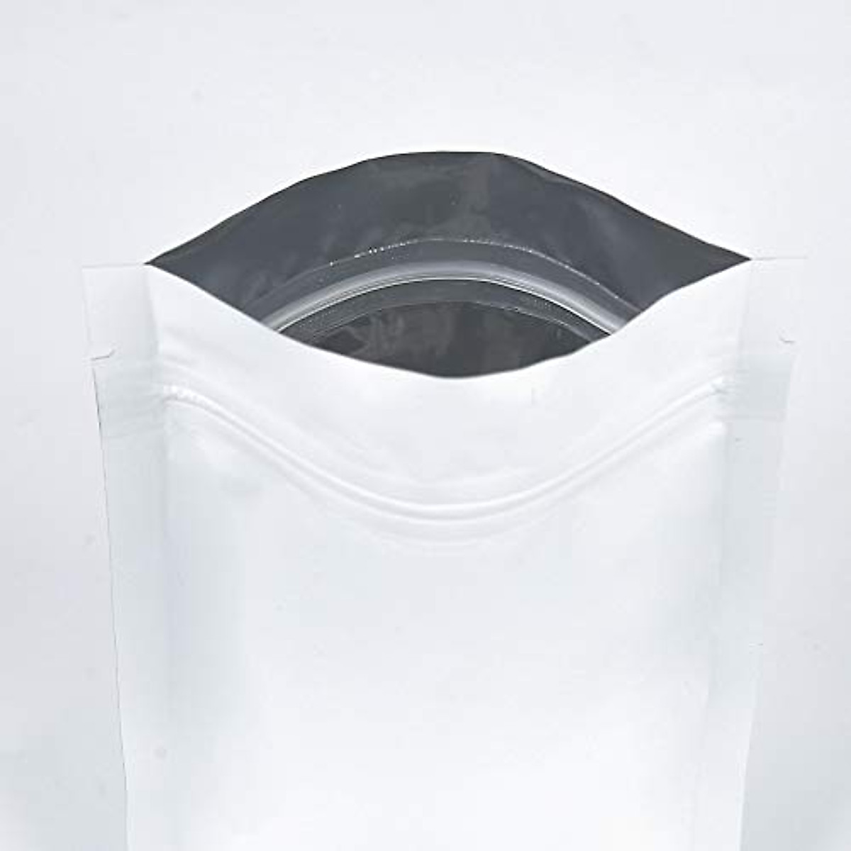 QQ Studio Pack of 100 Matte/Glossy Color Stand-Up Mylar Foil Resealable Zipper Pouches (4.7" x 7.1", Matte White)