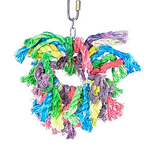 Featherland Paradise Cotton Snuggle Ring Bird Toy, Bird Perch, Large Bird Toys, for Parrots, Cockatoos, Macaws, Large Birds