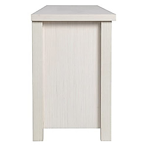 Flash Furniture Sheffield Engineered Wood TV Stand for 80" TVs, Media Console/TV Cabinet with 3 Adjustable Shelves and Glass Doors, White Wash Finish