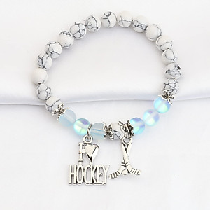 FUSTMW Hockey Charm Bracelet Ice Hockey Players Inspirational Gift Hockey Jewelry Gifts for Her (Hockey Charm Bracelet)