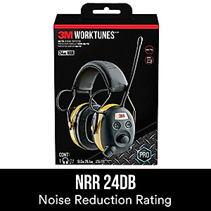 3M WorkTunes Hearing Protector with AM/FM Radio, NRR 24 dB,Black/Yellow