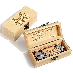 Mens Gifts - Engraved Pocket Knife With Box For Dad Him Husband Boyfriend Uncle Groomsmen - Best for Anniversary, Christmas, Fathers Day, Birthday